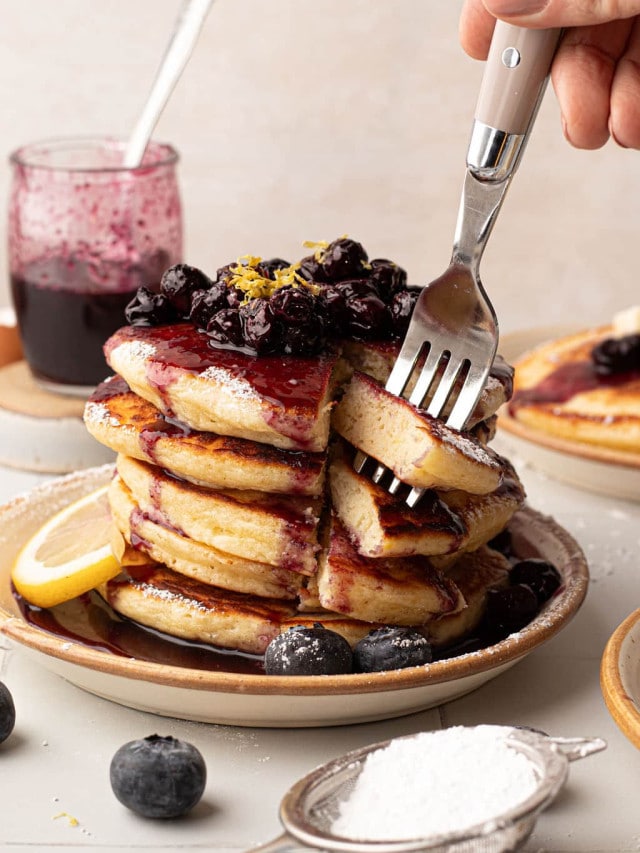 Lemon Pancakes with Blueberry Maple Syrup • Kroll's Korner