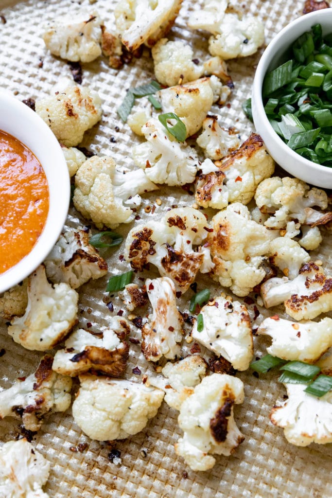 Spicy Roasted Cauliflower with Miso Chili Sauce • Kroll's Korner