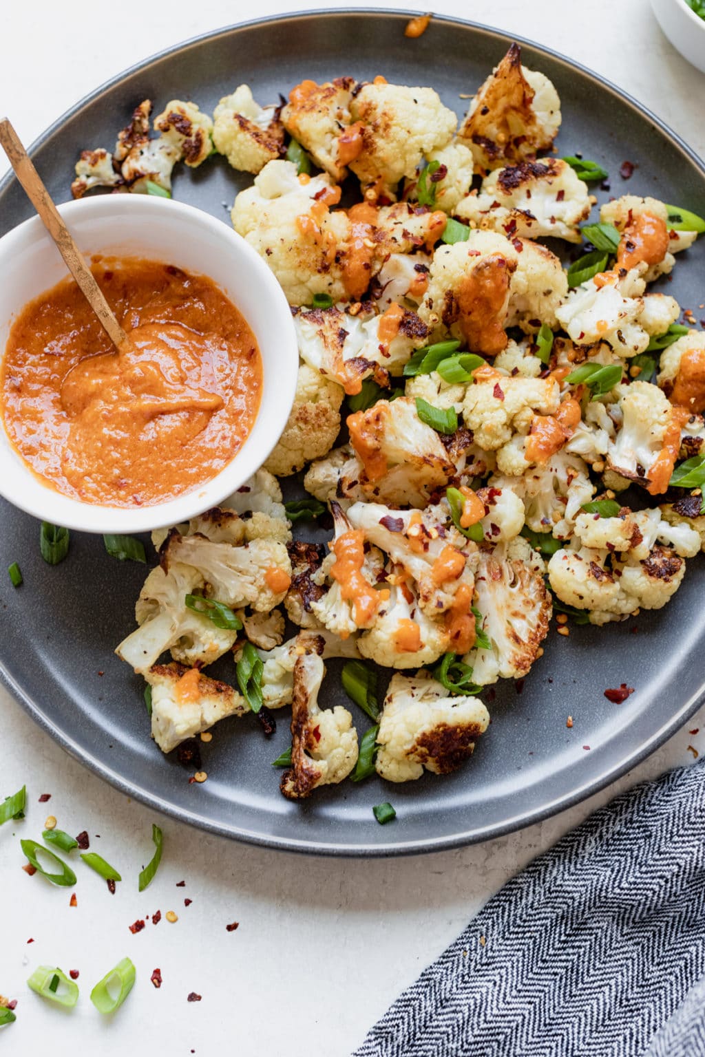Spicy Roasted Cauliflower with Miso Chili Sauce • Kroll's Korner