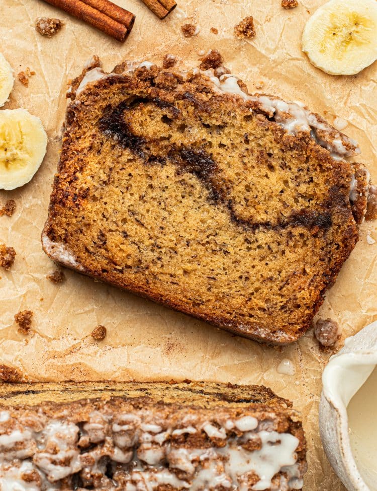 Biscoff Banana Bread (with cookie butter glaze!)