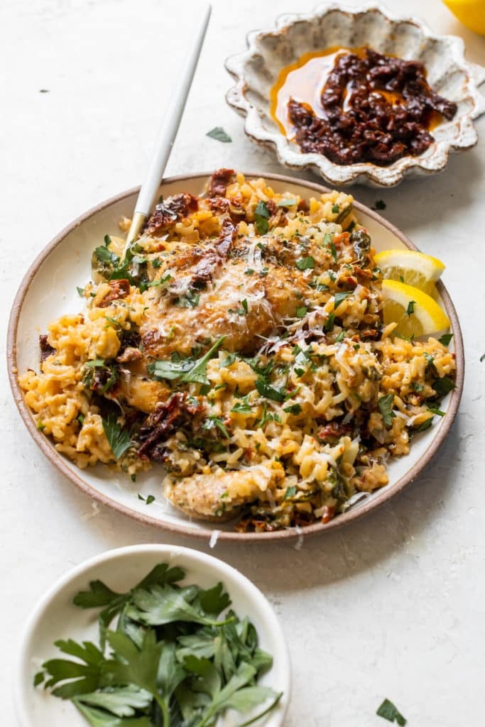 Creamy Tuscan Chicken and Rice • Kroll's Korner