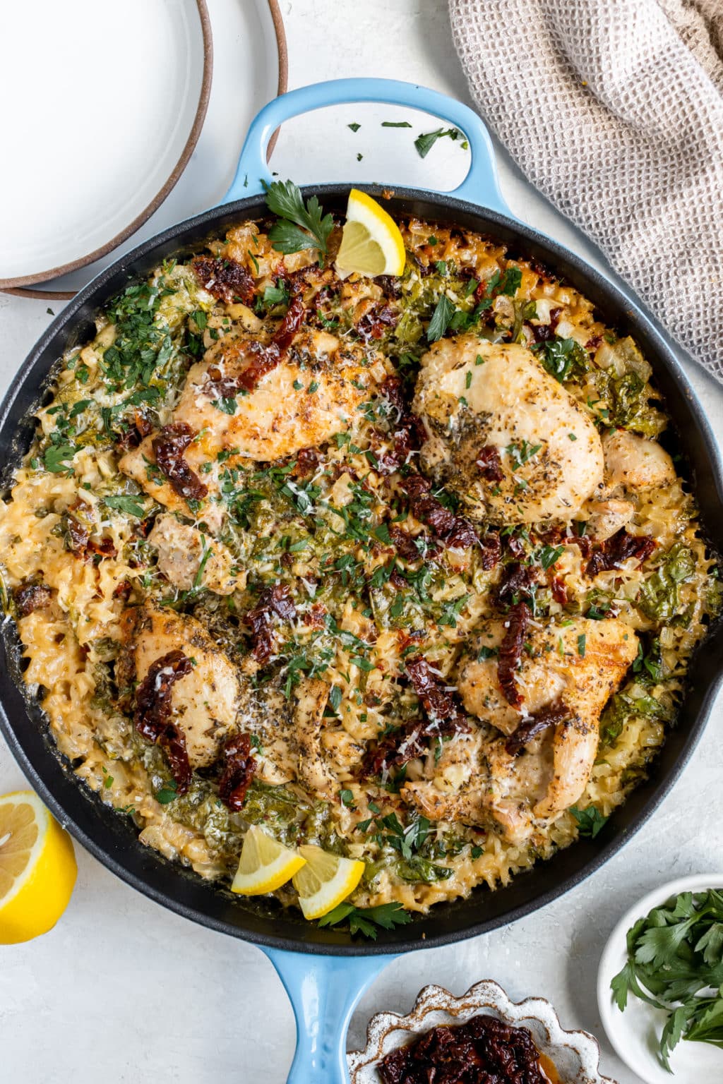 Creamy Tuscan Chicken and Rice • Kroll's Korner