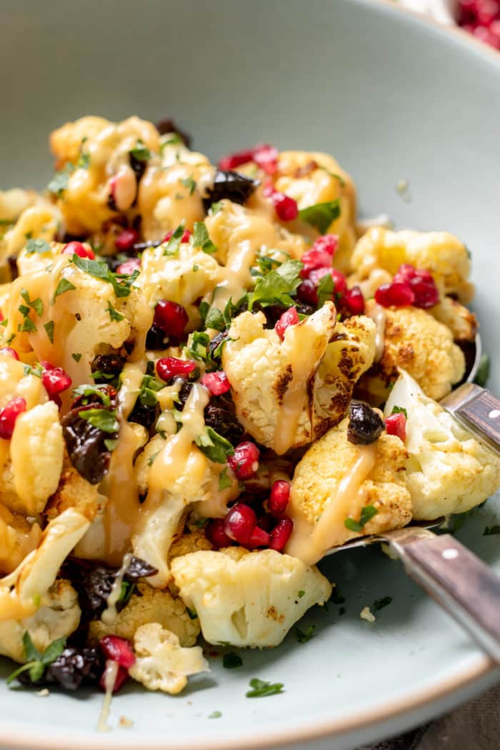 Air Fryer Cauliflower with Tahini Honey Mustard • Kroll's Korner