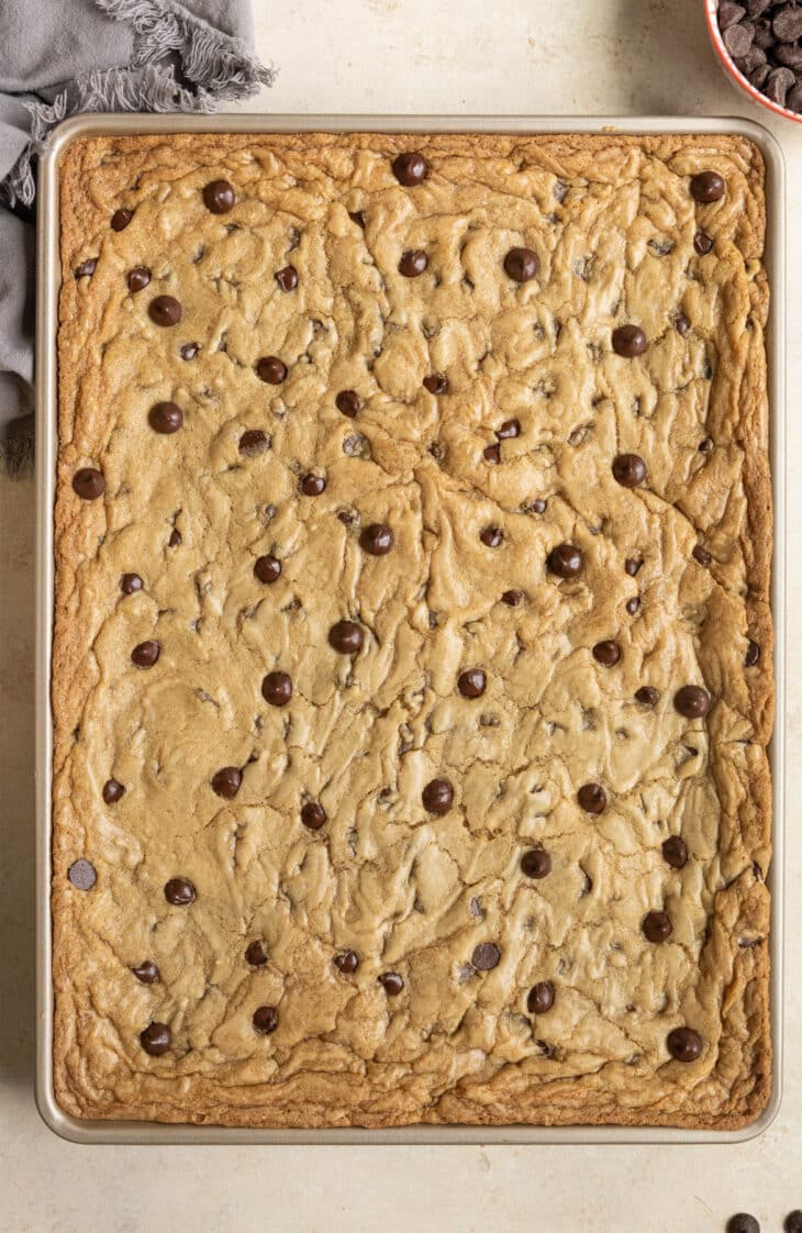 Sheet Pan Chocolate Chip Cookies (One Bowl, No Mixer!)