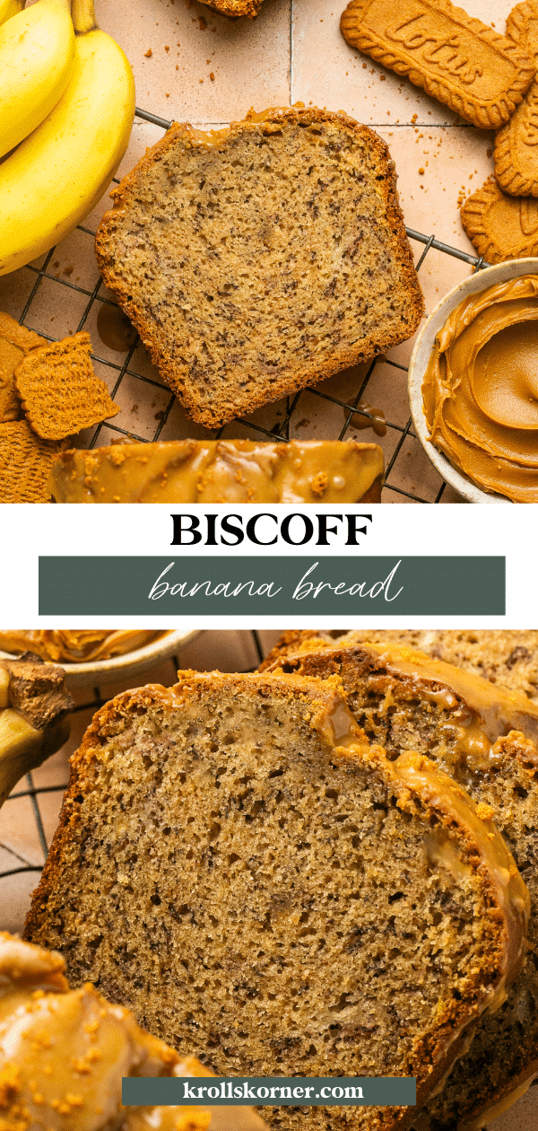 Biscoff Banana Bread (with cookie butter glaze!)