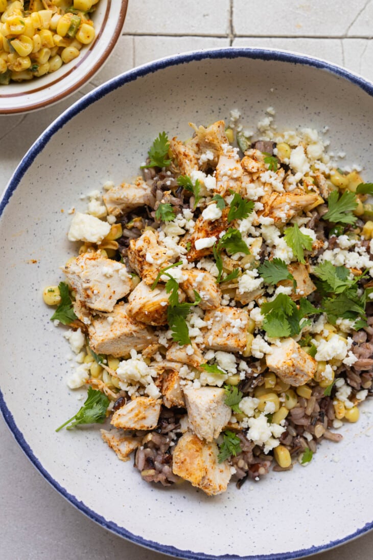 Easy Mexican Street Corn Chicken & Rice Bowls • Kroll's Korner