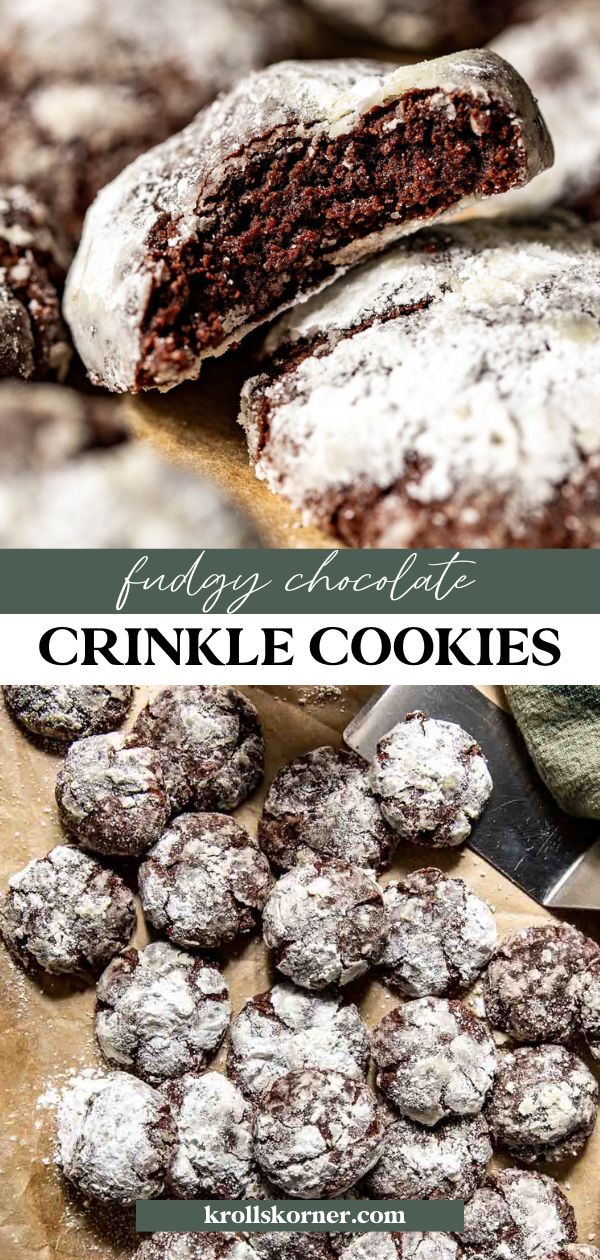 Fudgy Chocolate Crinkle Cookies • Kroll's Korner