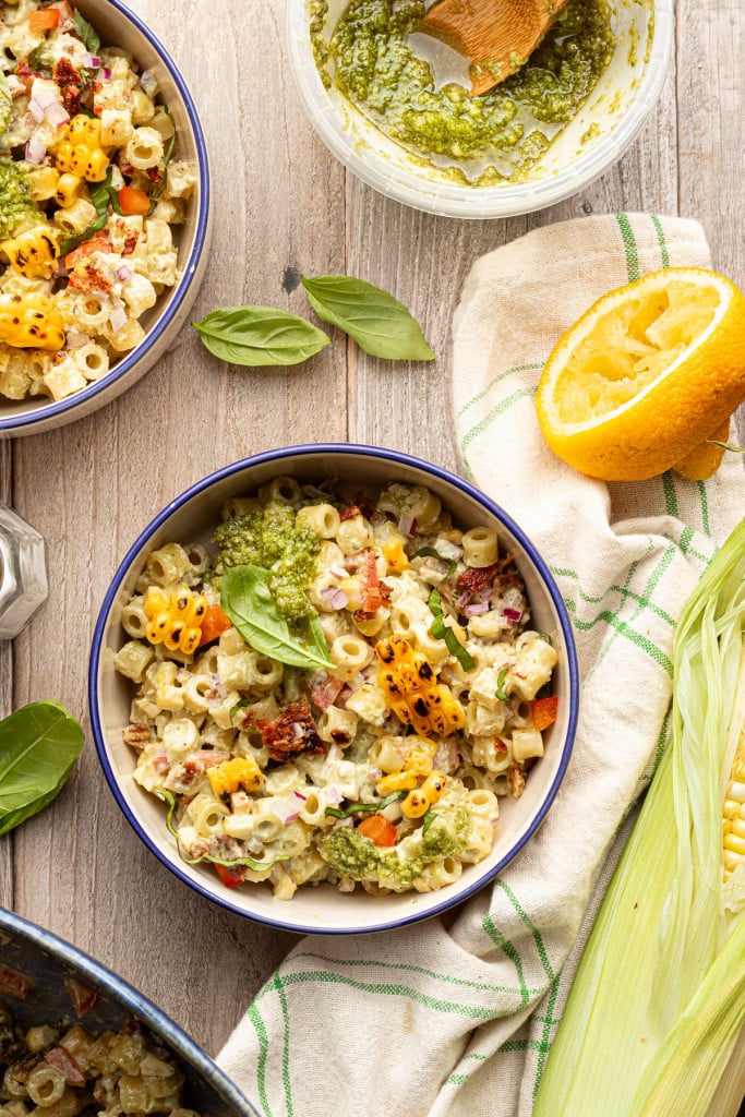 Sweet Corn Pesto Pasta Salad