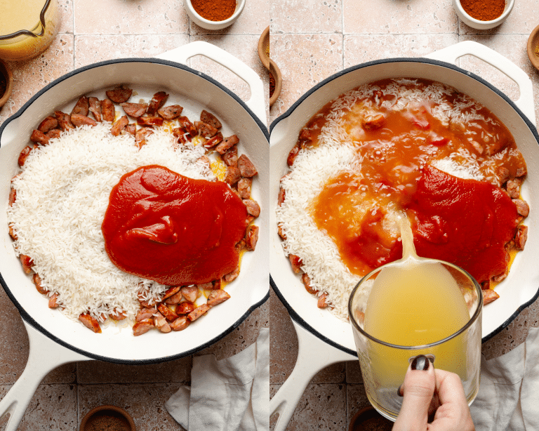 Oven Baked Spanish Rice and Chorizo