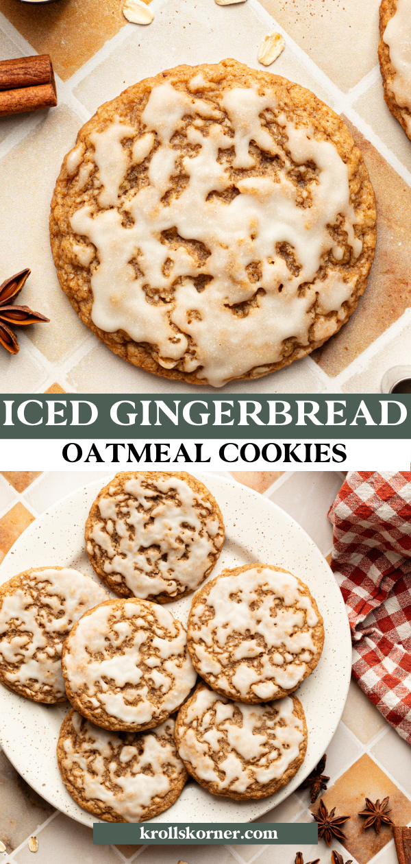 Iced Gingerbread Oatmeal Cookies