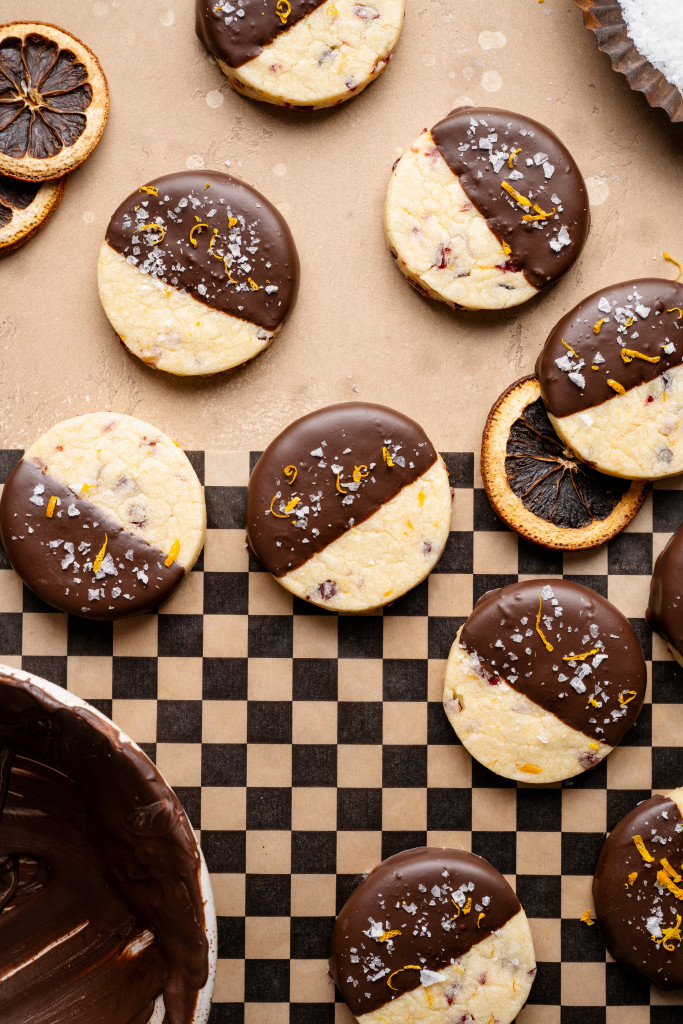 Cranberry Orange Shortbread Cookies (Chocolate Dipped!)